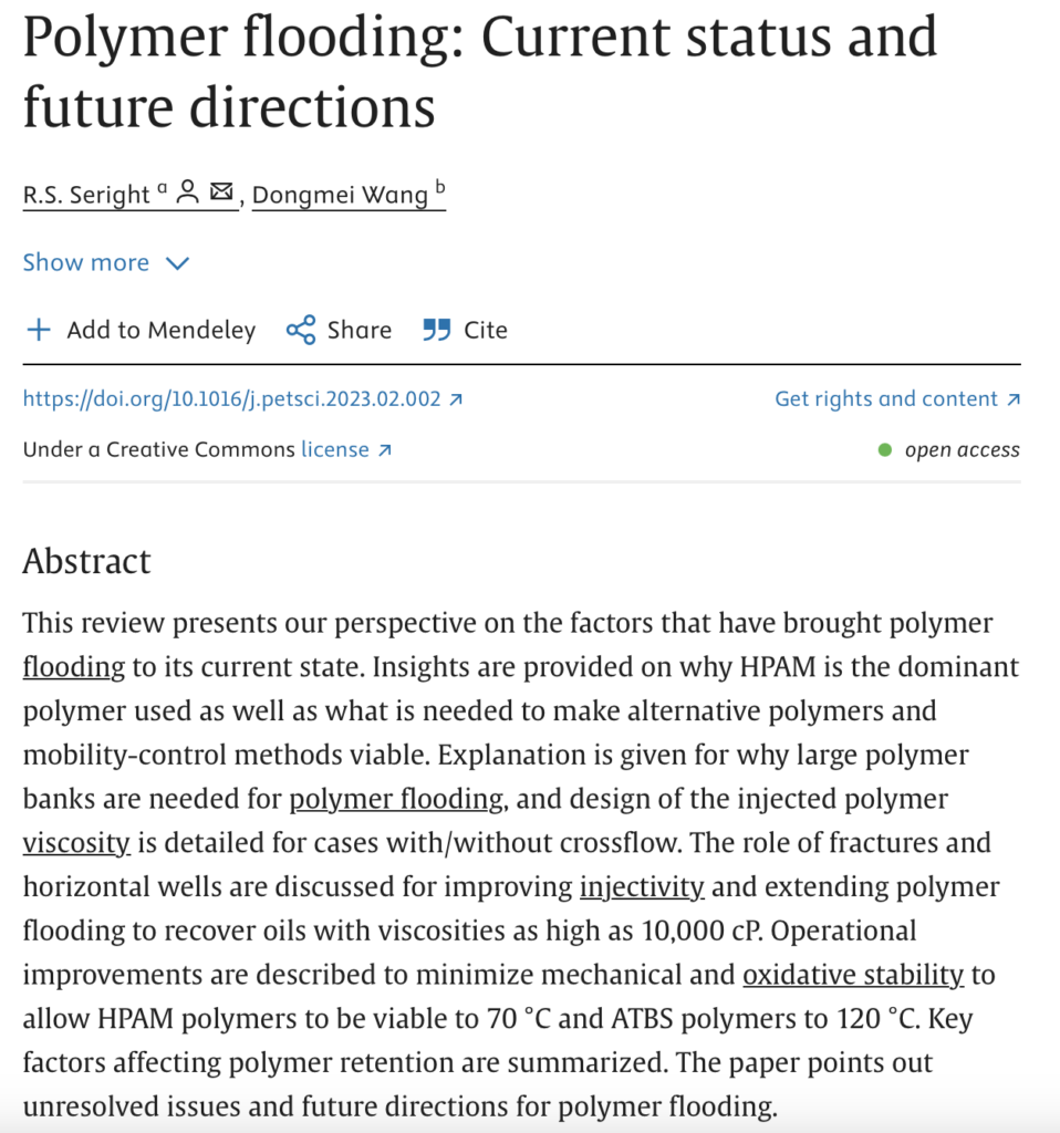 Polymer Flooding - Current Status and Directions